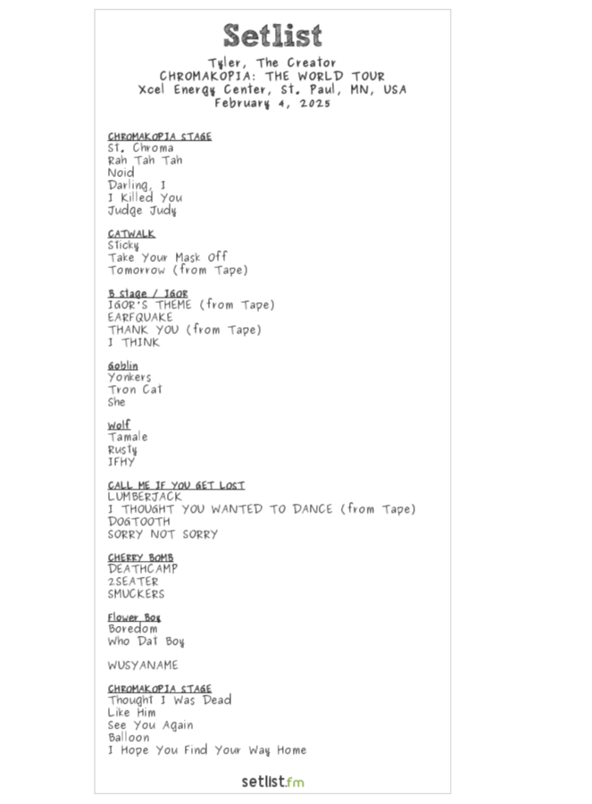 Tyler the Creator Kicks Off Chromakopia 2025 Tour in St. Paul | setlist.fm